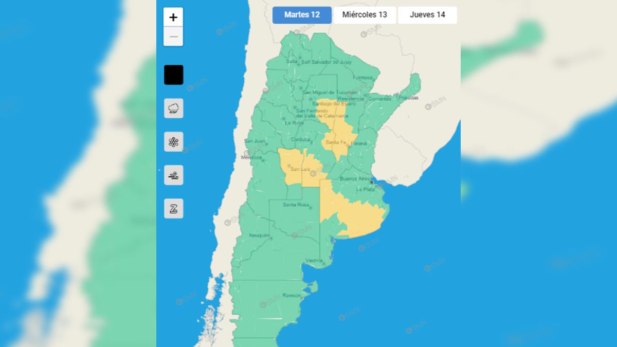 Río Cuarto: rige un alerta amarillo por tormenta para hoy y mañana
